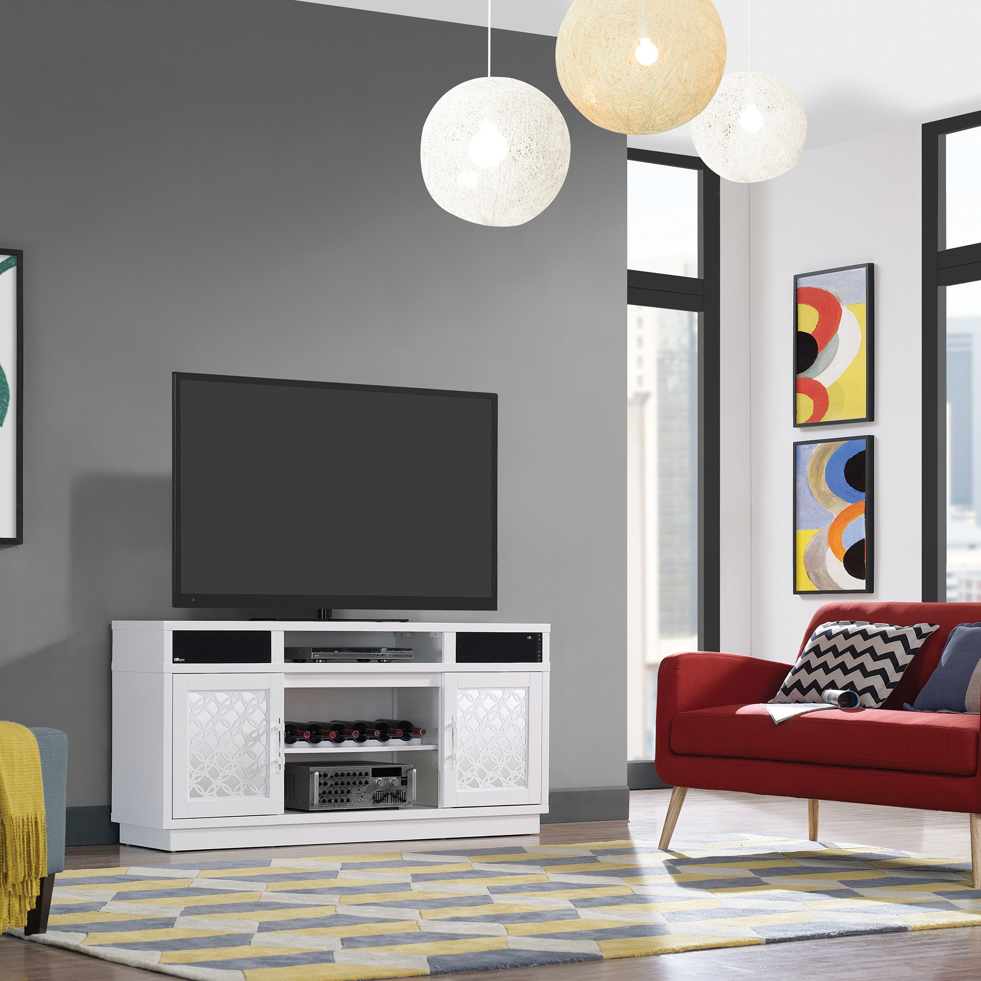 Ophelia & Co. Bluetooth Compatible TV Stand for TVs up to 70" with Wine ...